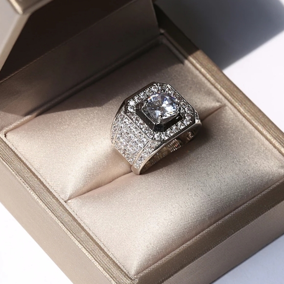 Accessories | Mens 925 Silver Round Cut Halo Diamond Ring Size 11 ...